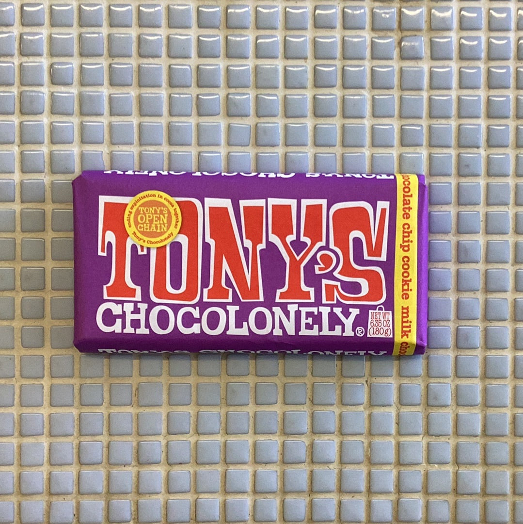 tonys chocolonely milk chocolate chip cookie candy bar | SIP SNACK